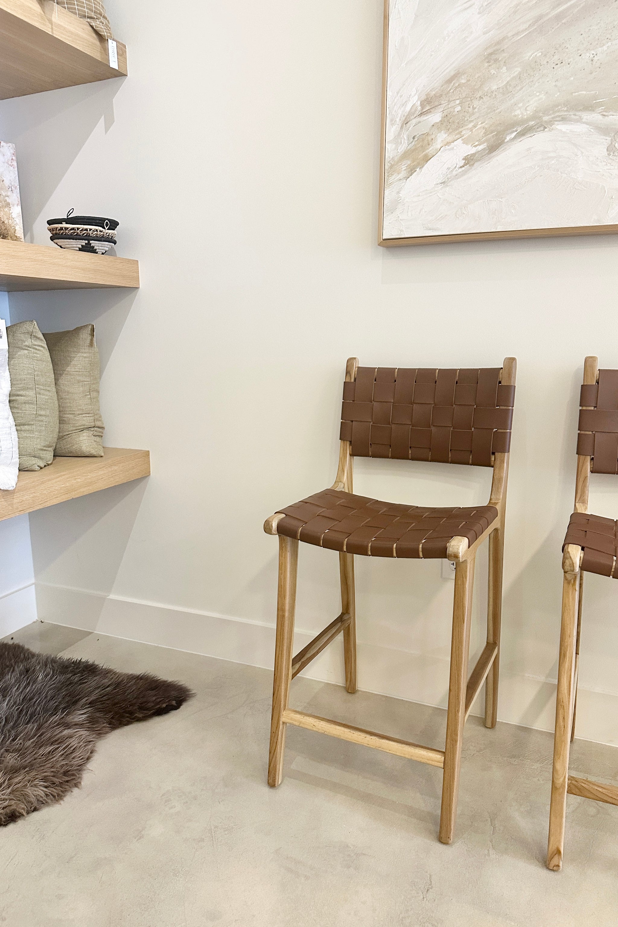 Safari Leather Seat Counter Stool